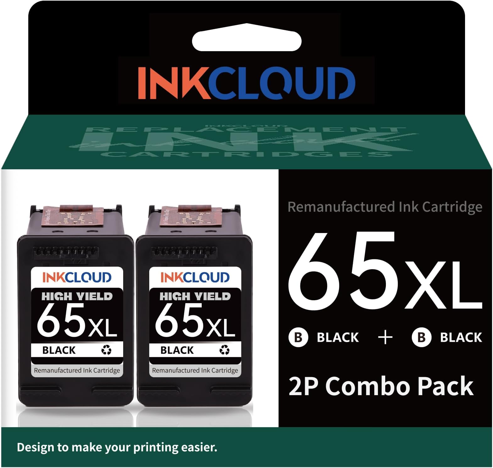 Amazon.com: HP 65 Black Original Ink, 2 Cartridges (1VU22AN) : Office ...