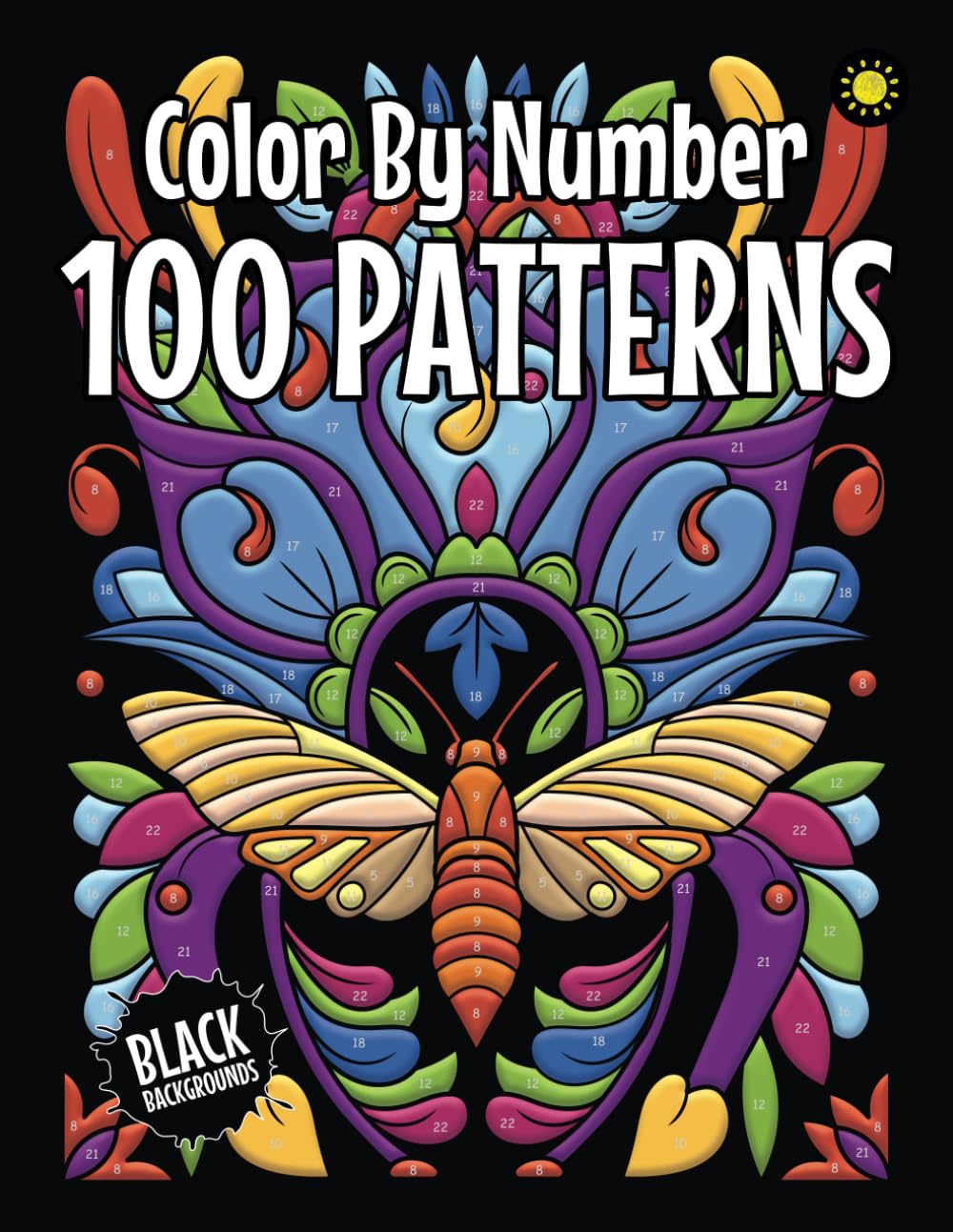 Amazon.com: 100 Patterns Color By Number for Adults (Black Backgrounds ...