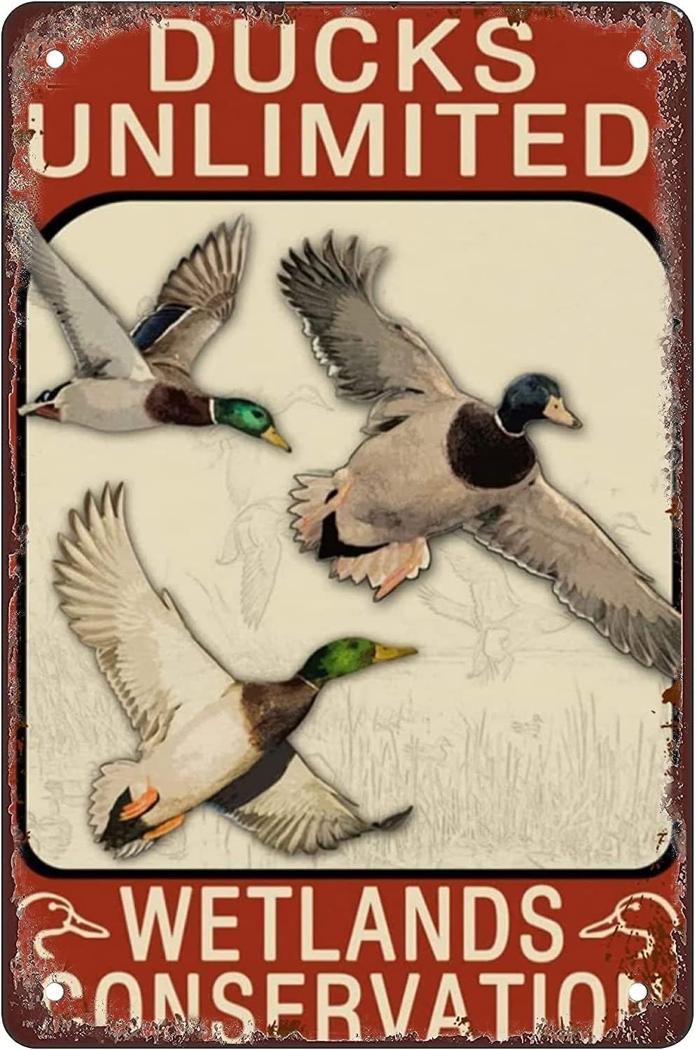 Amazon.com : Retro Funny Metal Tin Sign,Ducks Unlimited Wetlands ...