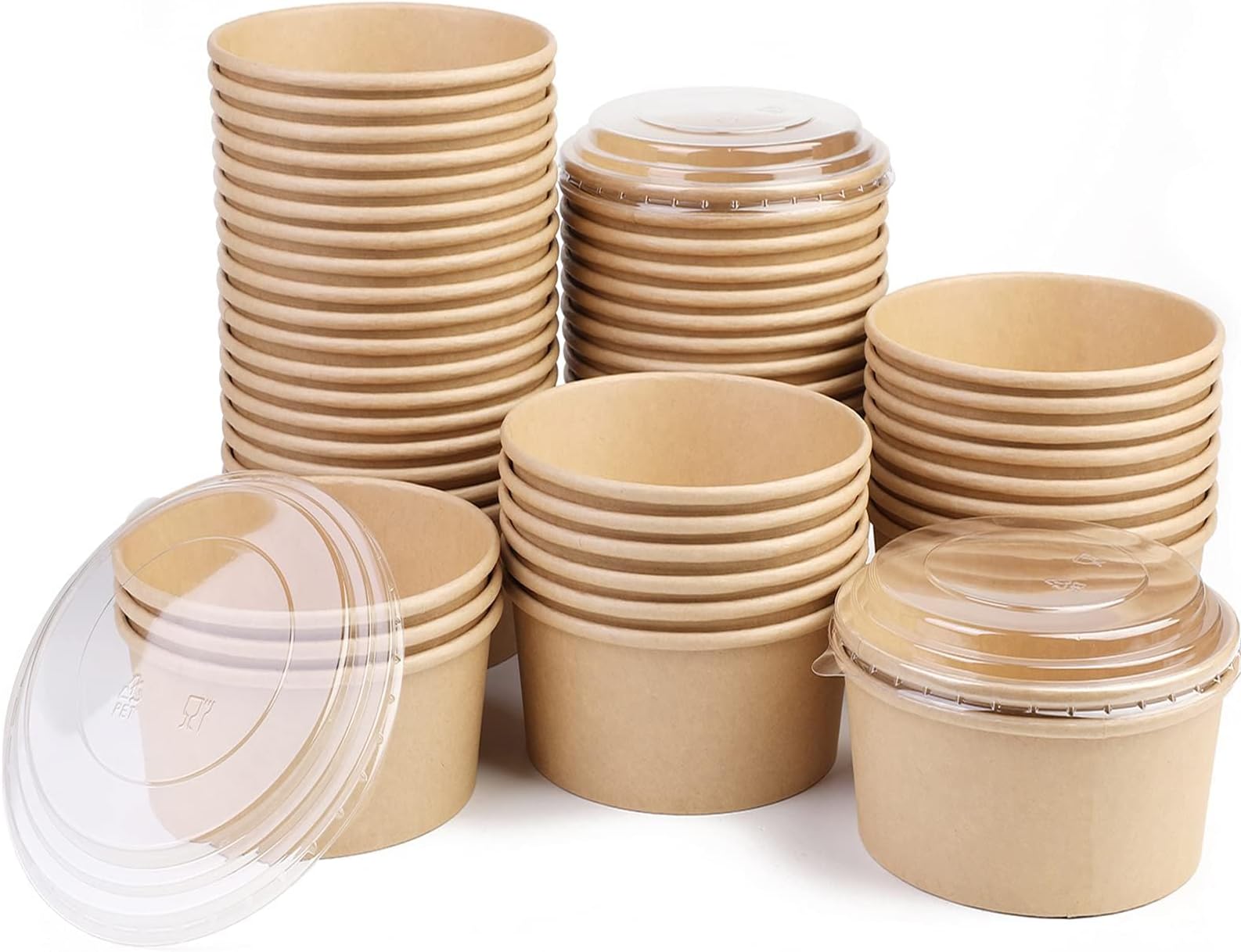 Amazon.com: 17OZ Paper Bowls, 50 Pack Paper Salad Bowls with Lids ...