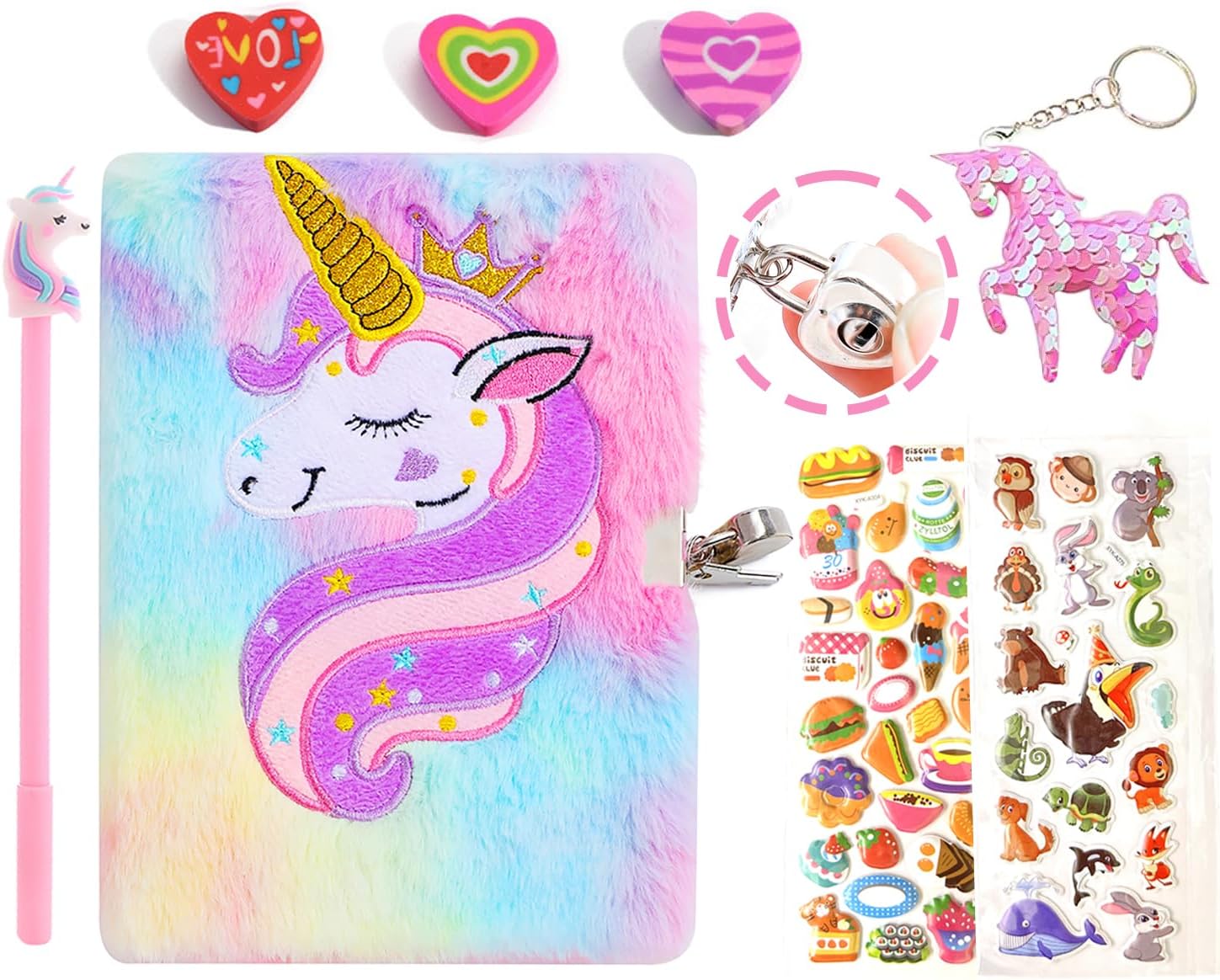 Vegawumen Girls Diary with Lock and Keys, Presents for 6 Year Old Girls ...