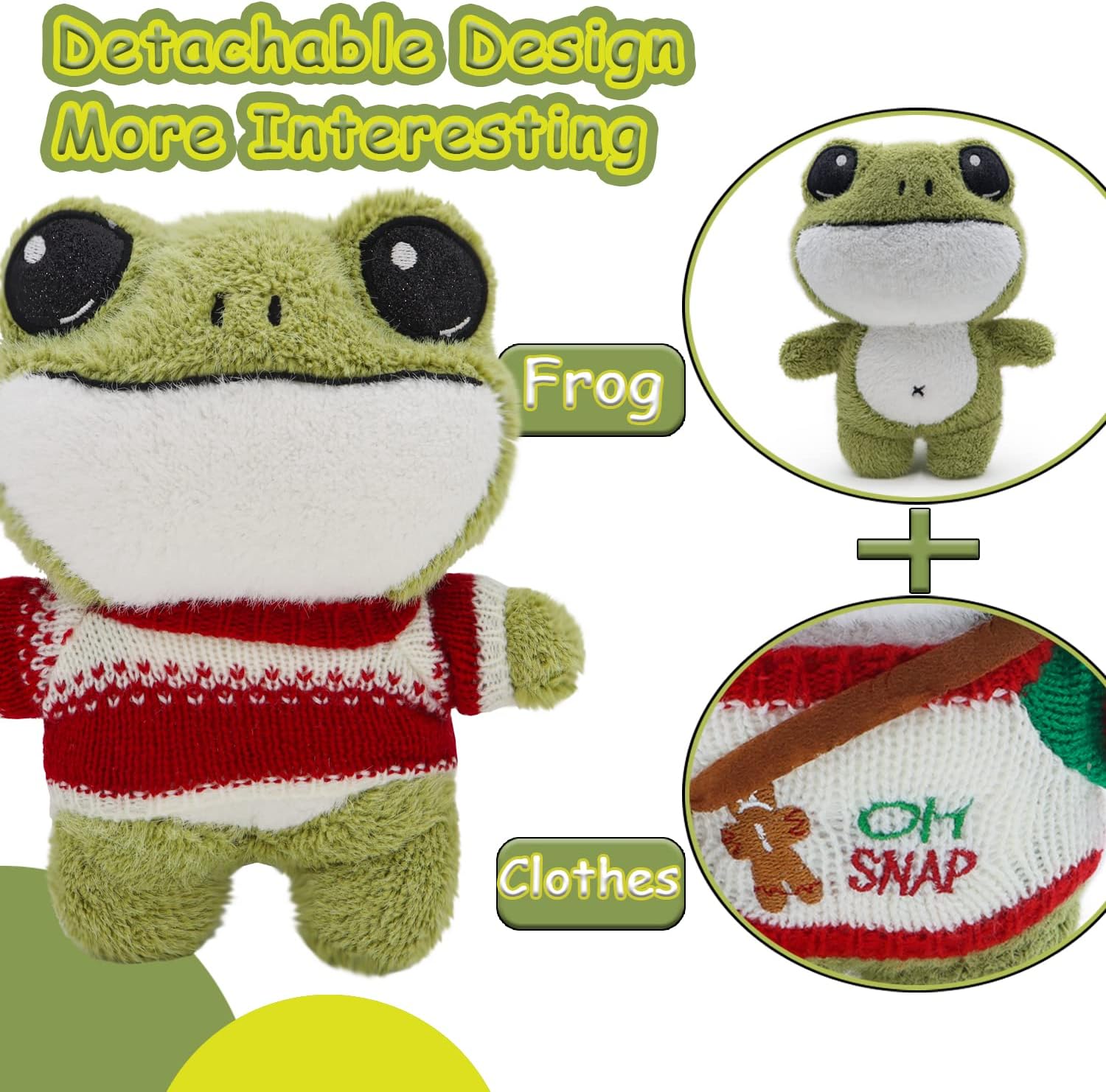 Yonclap 8.6 Inch Frog Plush, Frog Stuffed Animal Toy, Adorkable Frog ...