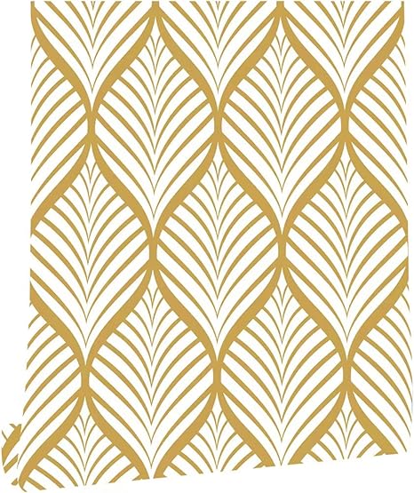 Amazon.com: White and Gold Peel and Stick Contact Paper Self Adhesive ...