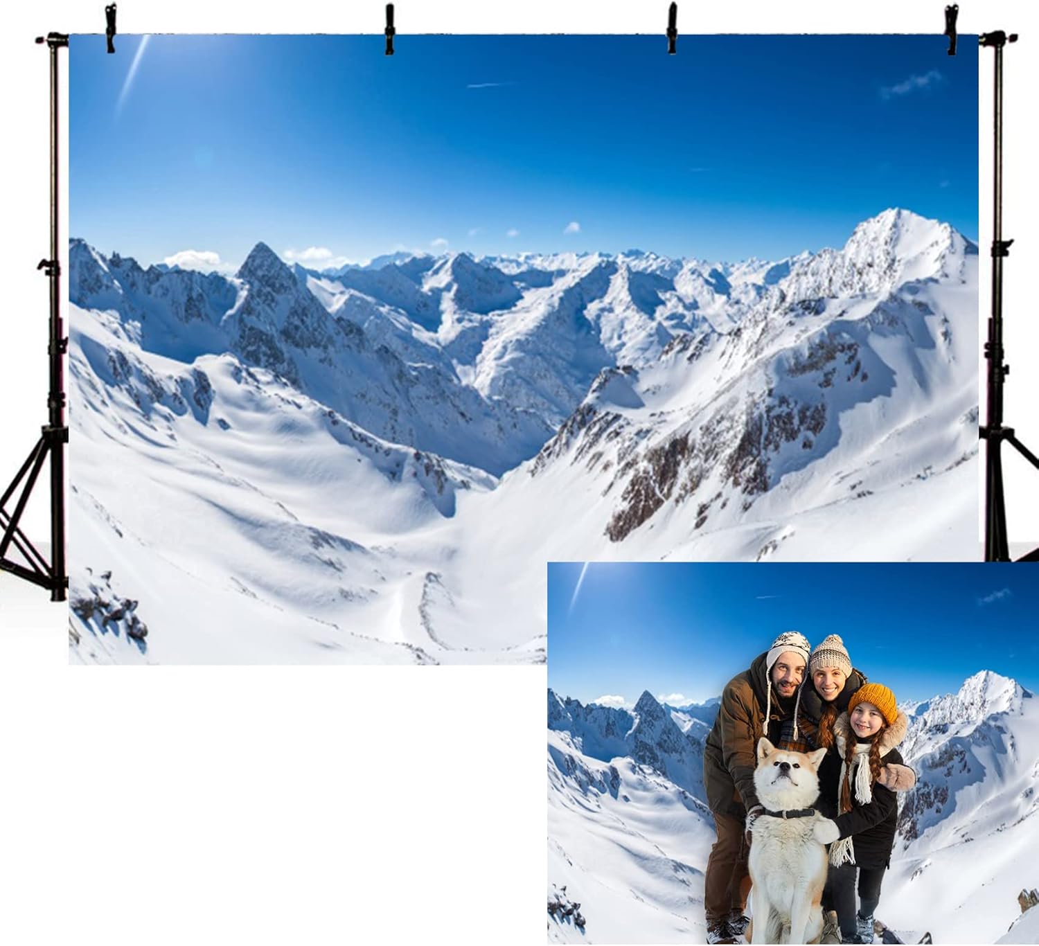 Amazon.com : 5x3ft Winter Snow Mountain Photography Backdrop White ...