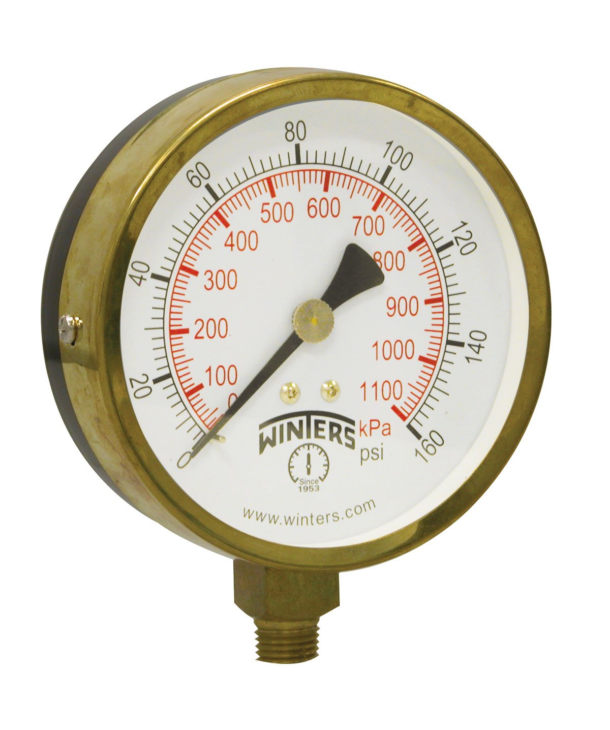 Winters P1S 100 Series Aluminum Dual Scale Pressure Gauge, 0-3000 psi ...