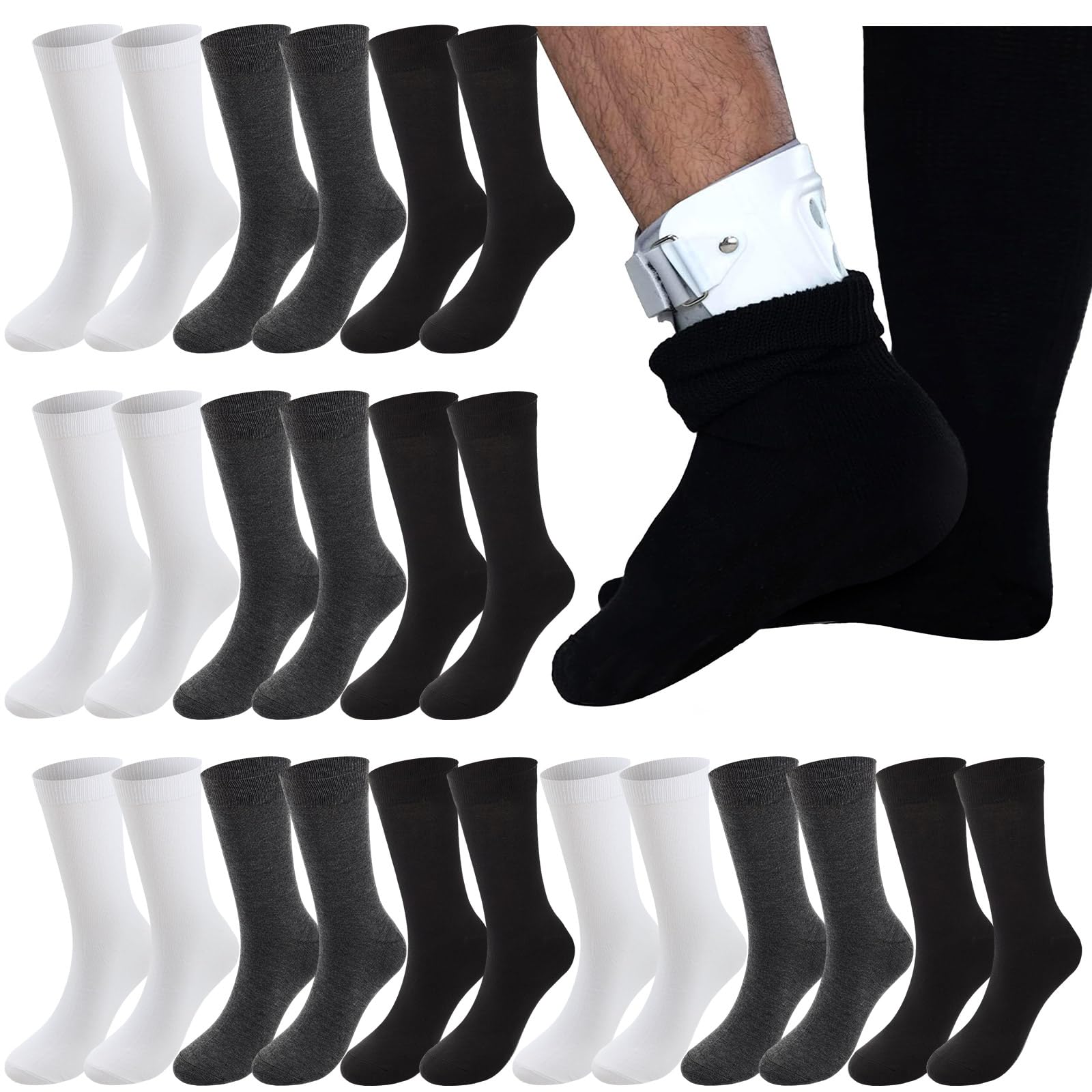 Amazon.com: Coume 12 Pairs Cotton Extra Wide Socks for Feet Seamless ...