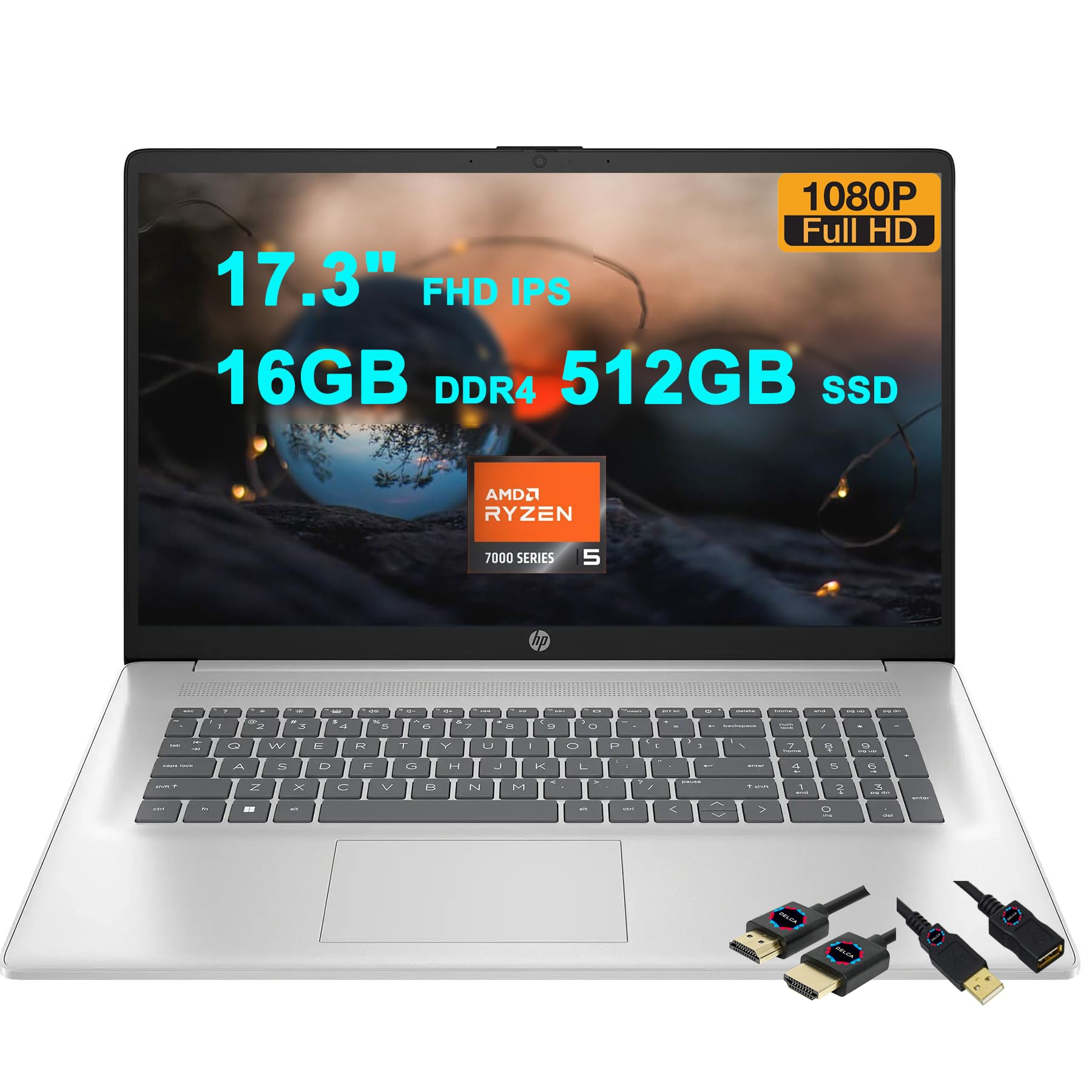 Amazon.com: HP 17 Business Laptop | 17.3" FHD IPS | AMD 6-core Ryzen 5 ...