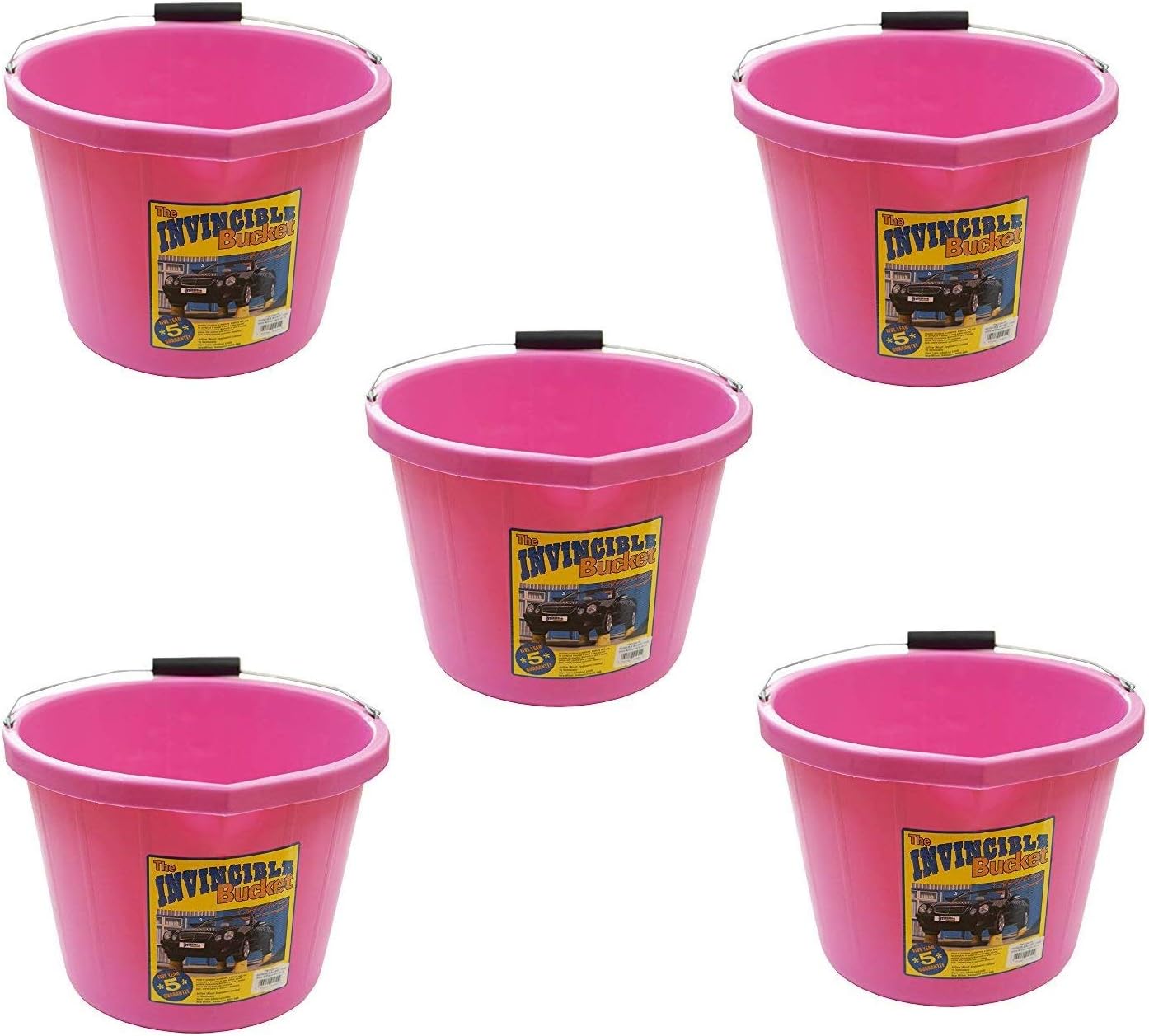 5 X Airflow Heavy Duty Invincible Builders Bucket Pink 3 Gallon 15 ...