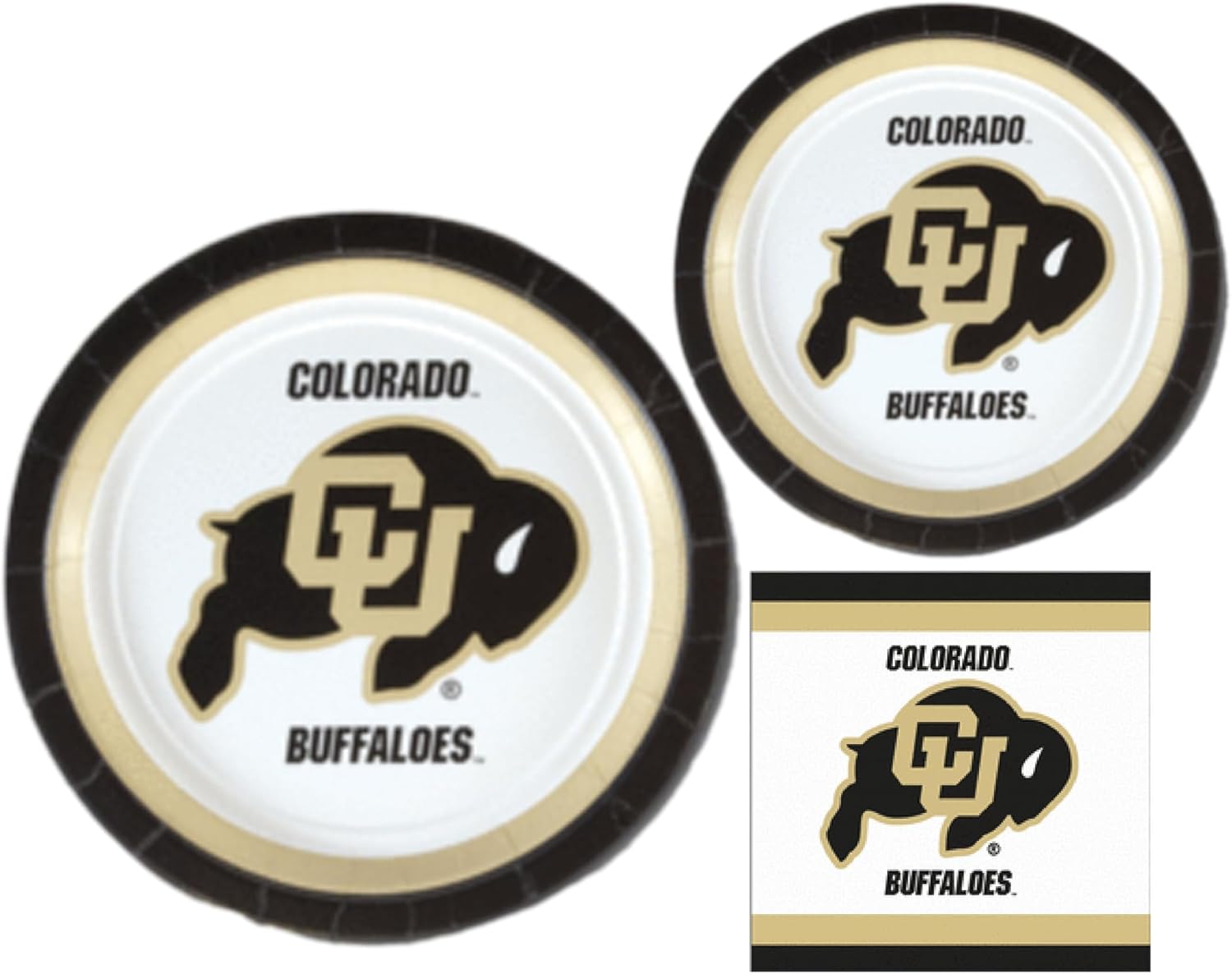 Amazon.com: Colorado Party Supplies - Plates & Napkins for 10 - Gold CU ...