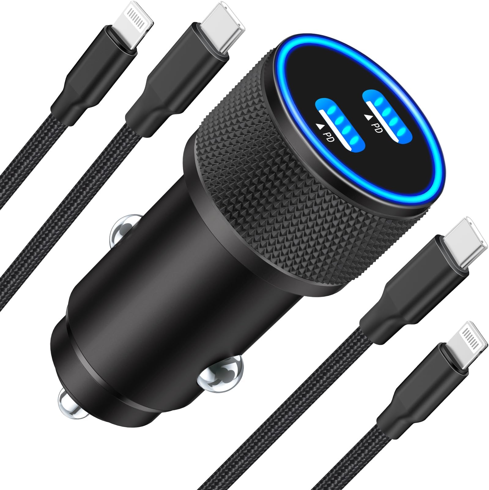 Amazon.com: 【MFi Certified】iPhone Fast Car Charger, Linocell 60W Dual ...