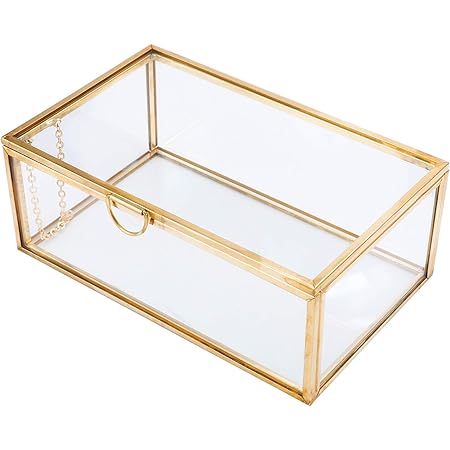 Amazon.com: Hipiwe Vintage Glass Keepsake Box, Rectangle Jewelry ...