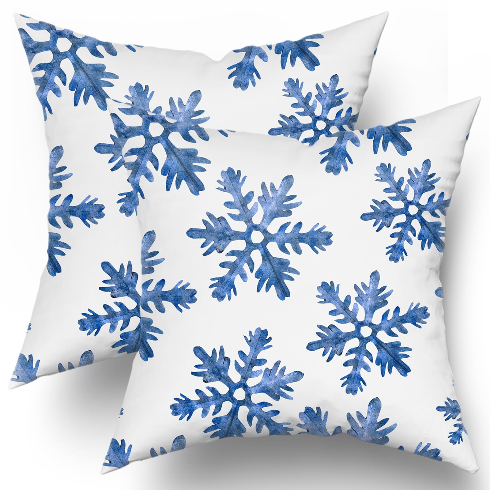 Amazon.com: aportt Blue Snow Flakes Winter Pillow Covers 18X18 Inch Set ...