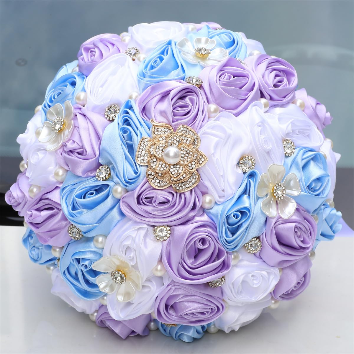 Amazon.com: Mhojpik 8.7" Light Purple & Light Blue & White Bridal ...