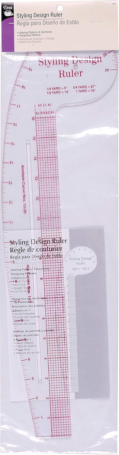 Amazon.com: Dritz Styling Design Ruler Rulers & Accessories, Clear