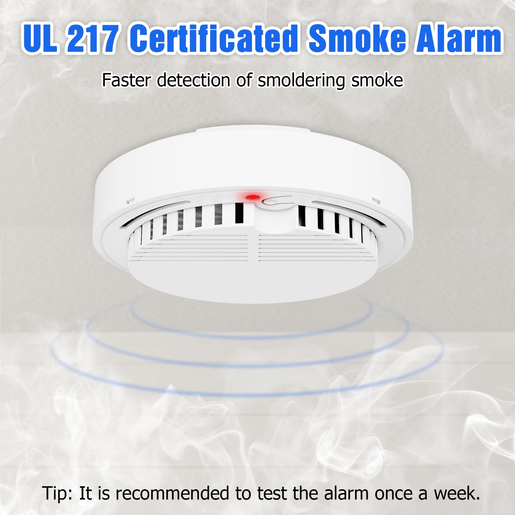 Smoke Detector, 9V Battery Operated Smoke Alarm with Photoelectric ...