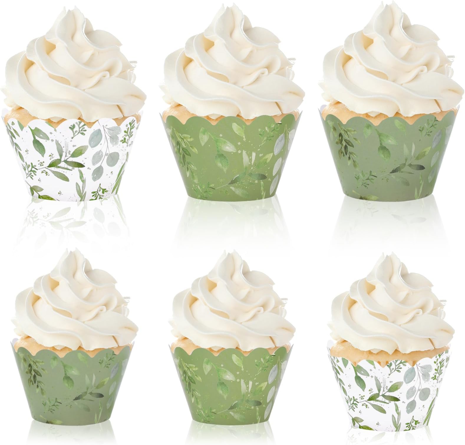 Amazon.com: Sage Green Cupcake Wrappers, 42 Count - Dusty Sage Wedding ...