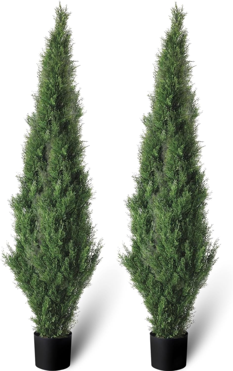 Amazon.com: Set of 2 Pre-Potted 5 Feet Faux Cedar Tree, Lifelike UV ...