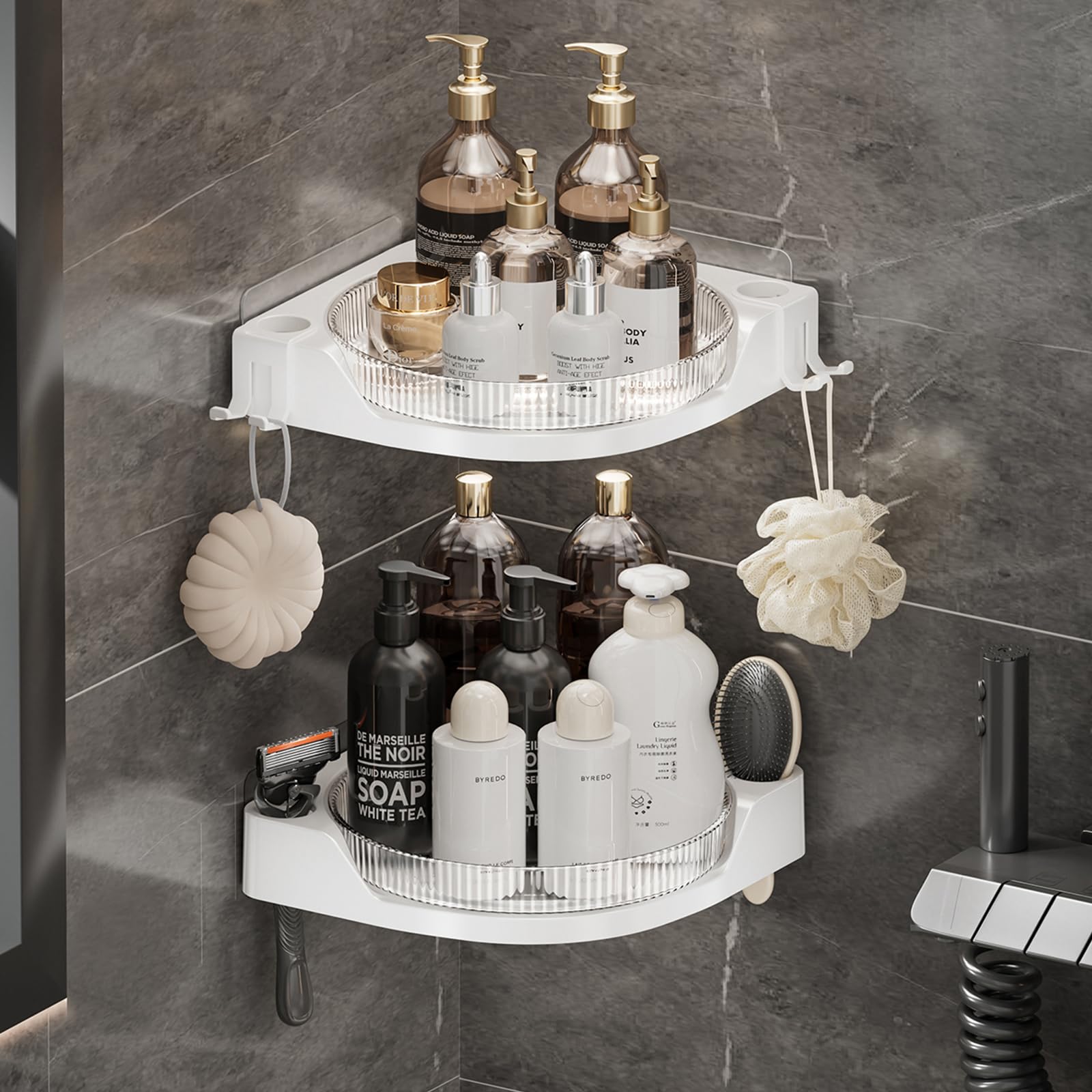 Amazon.com: DOADW Corner Shower Organizer - 360° Rotating 2 Tier Lazy ...