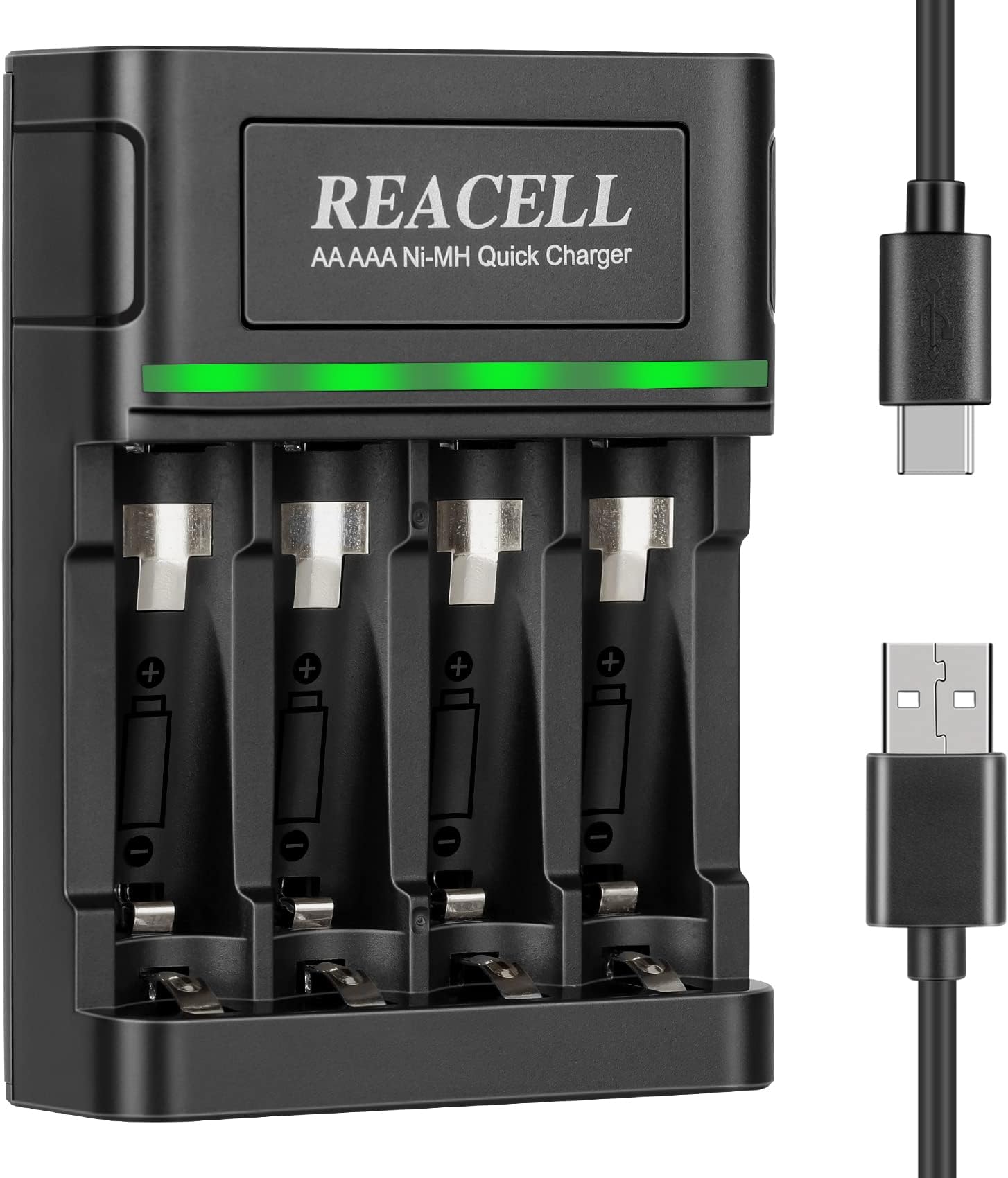 Rechargeable Battery AA AAA Charger, REACELL 4 Slots Charger for Ni-MH ...