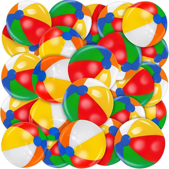 Amazon.com: 28 Pack 12 Inch Rainbow Beach Balls Bulk, Inflatable ...