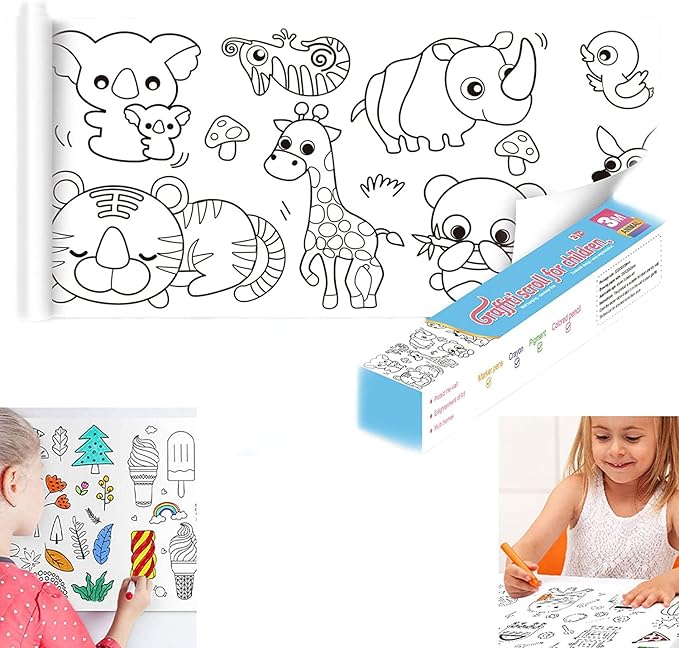 Amazon.com: Childrens Drawing Roll Paper for Kids,Coloring Paper Roll ...