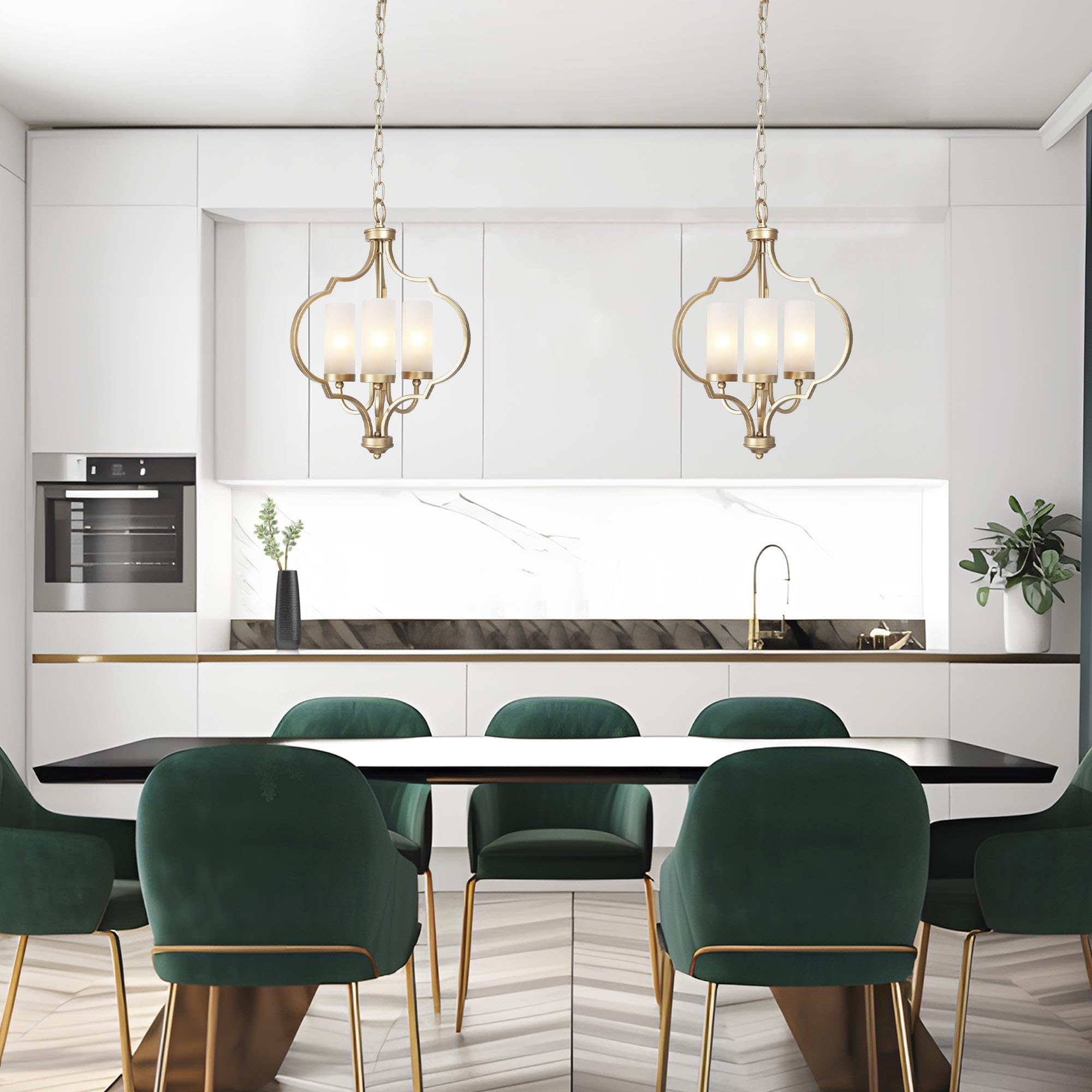 classy leaves Gold Chandelier, 3-Light Farmhouse Pendant Lights Kitchen ...