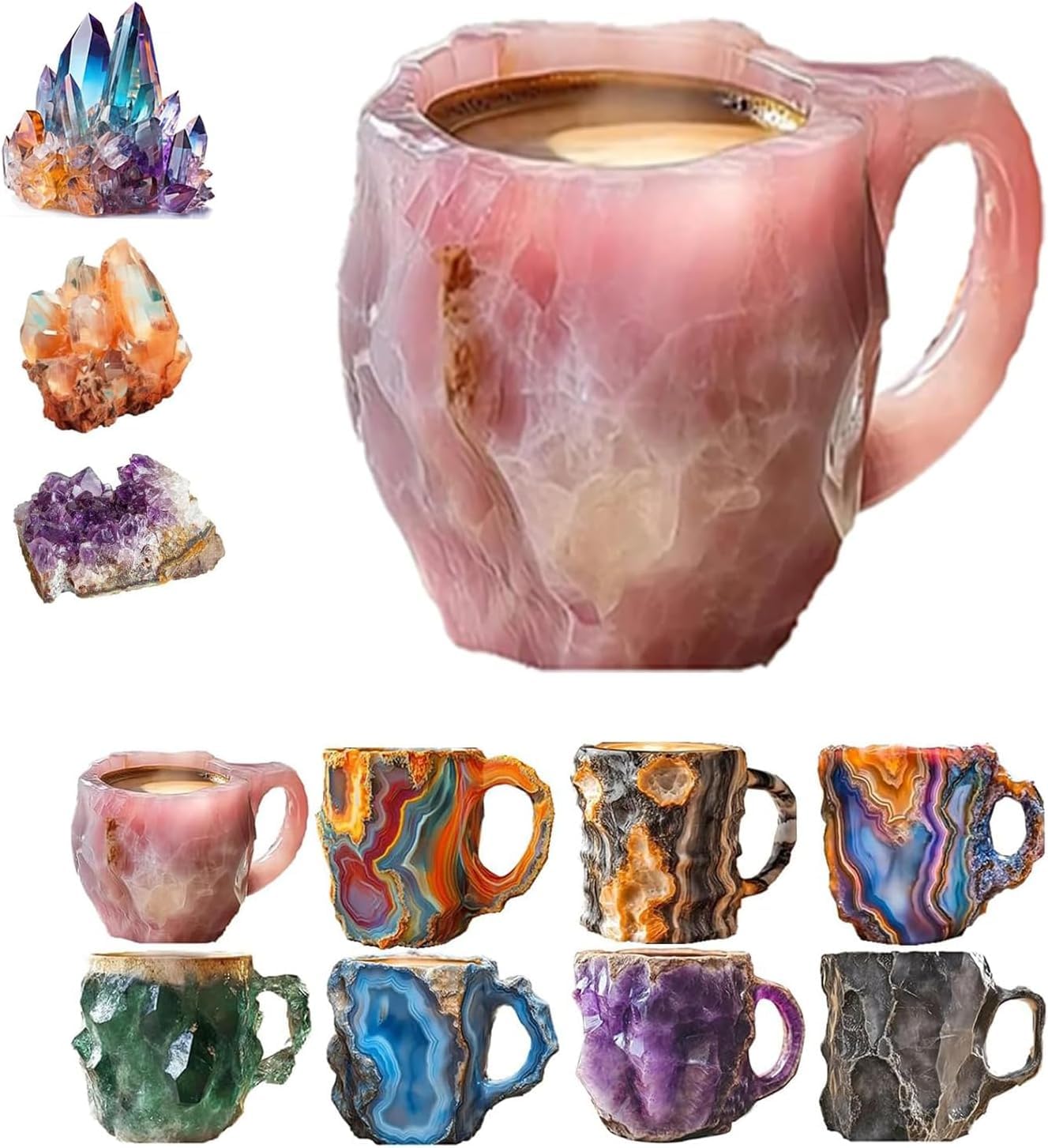 Wusdayer 200ml Mineral Crystal Coffee Mugs,Multi-Colored Crystal ...