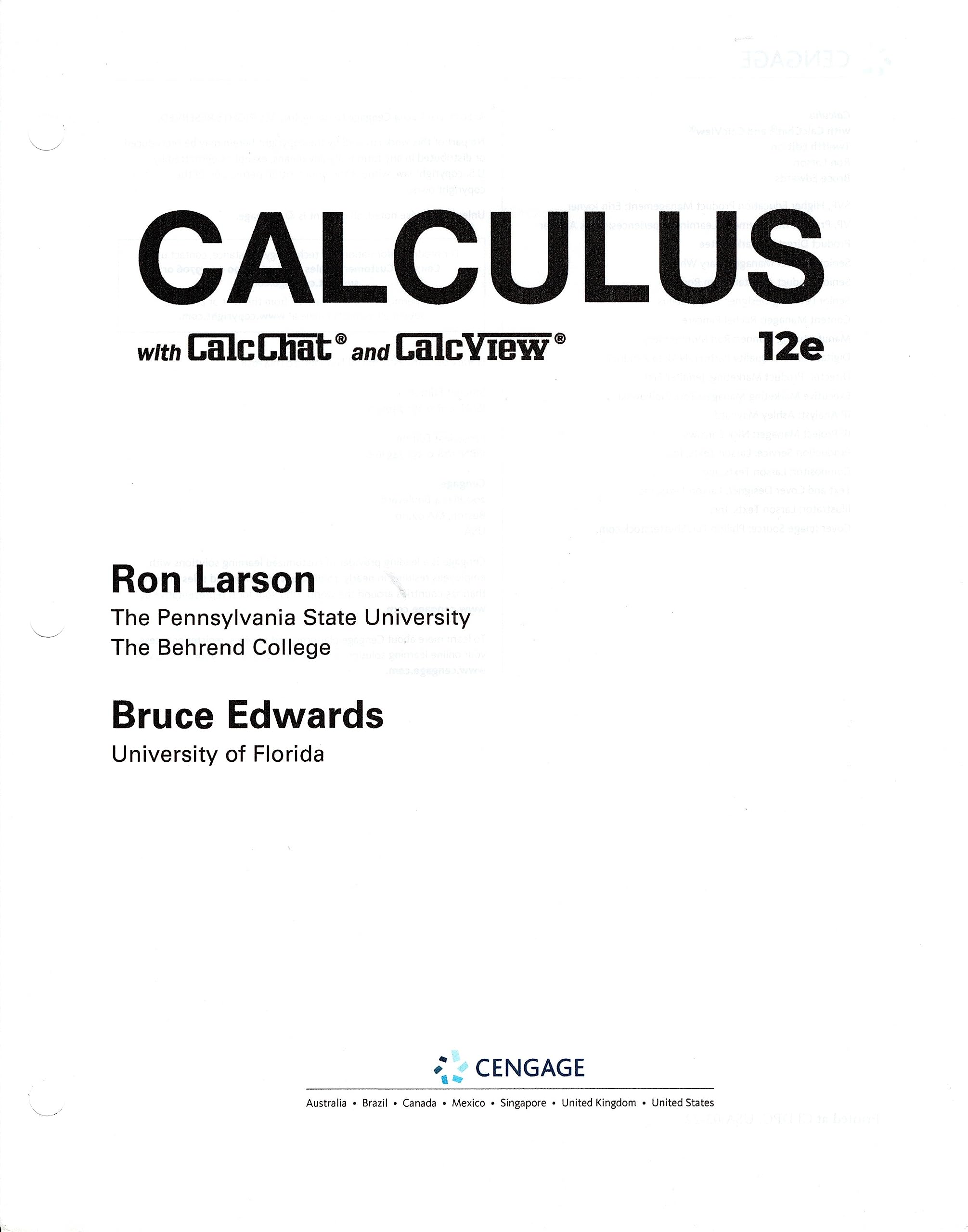 Calculus (12th Edition) Standalone Book: Ron Larson, Bruce Edwards ...
