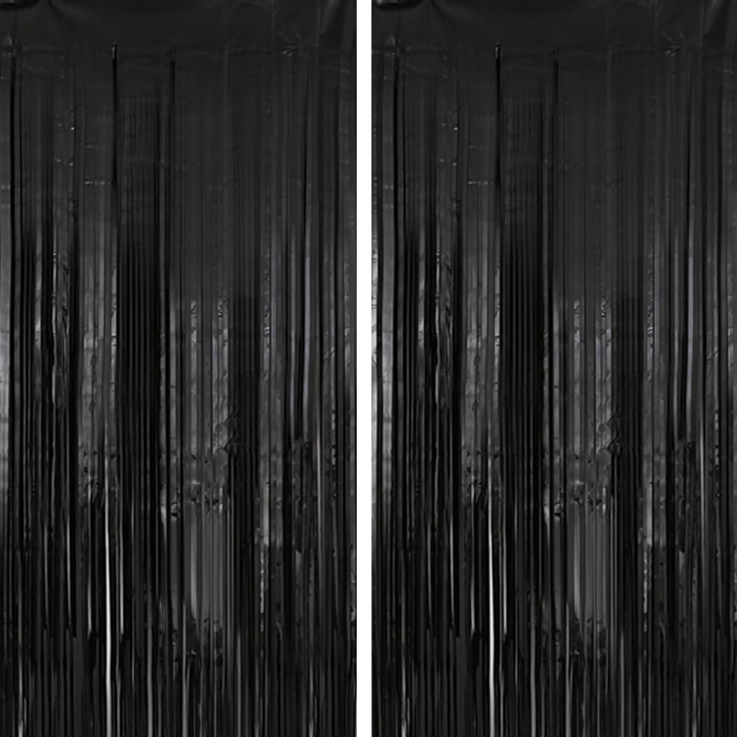 Amazon.com: USCNC 2 Pack 3.2ft x 8.2ft Black Foil Fringe Curtains Party ...