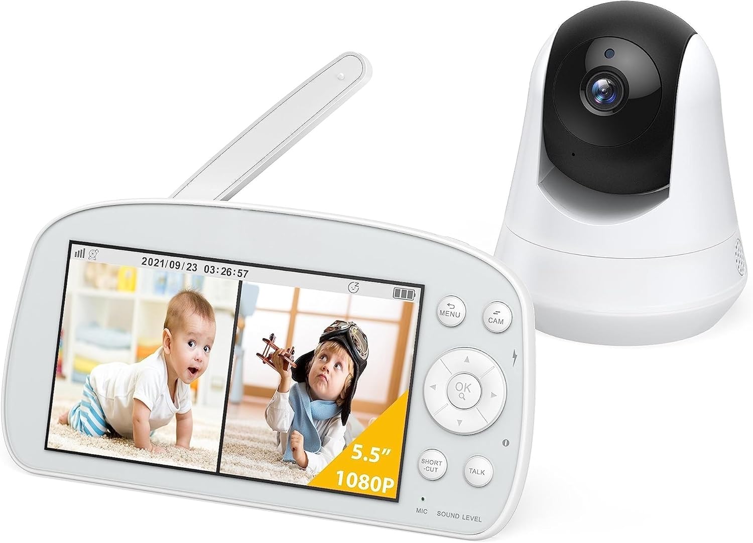 Amazon.com: SWIPESMITH 1080p Video Baby Monitor, 5.5" Split-Screen ...