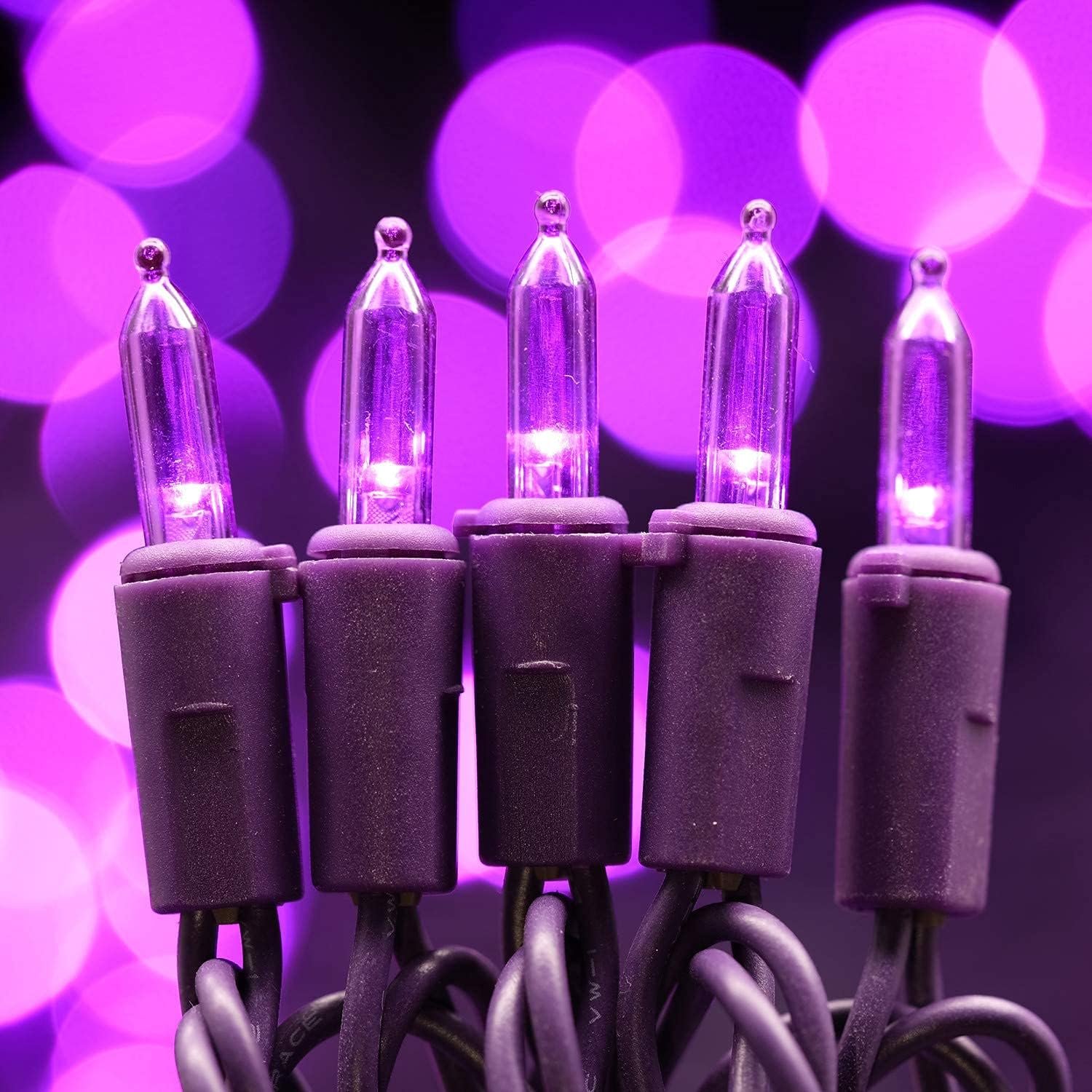 Juego de luces LED de Navidad moradas con cable morado, 66 pies, 200 ...