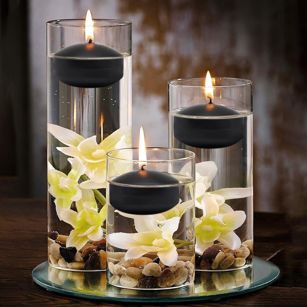 Velas flotantes negras de 10 horas, velas flotantes grandes de cera de ...
