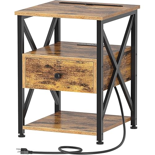 Amazon.com: Rolanstar End Table with Charging Station & Phone Holder ...