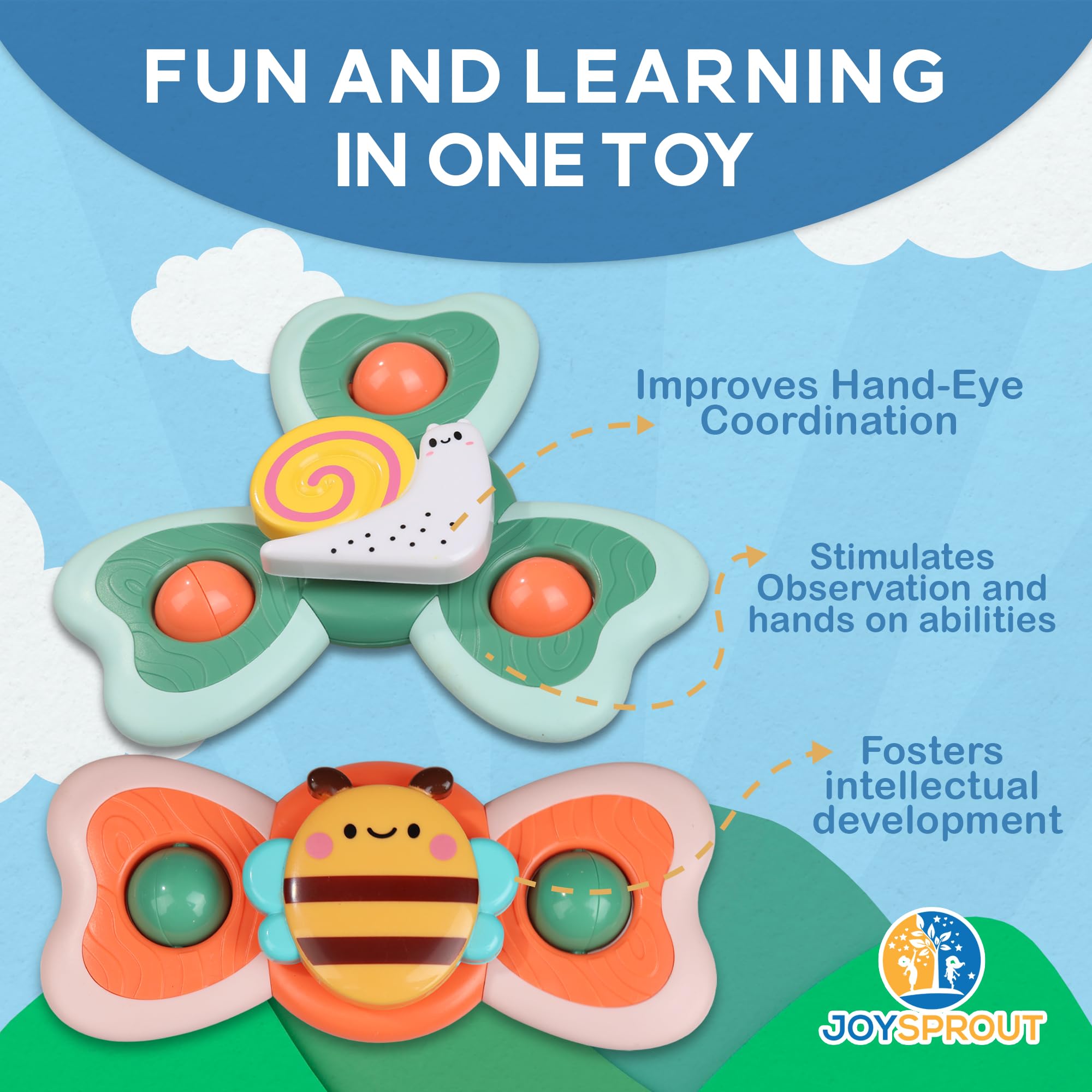 Snapklik.com : JoySprout Spinner Toys For Babies, 4pcs Baby Spinners