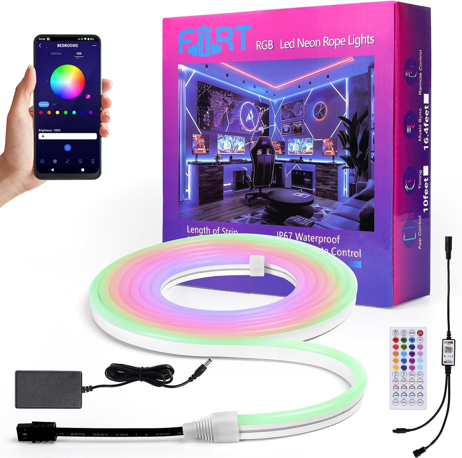 Amazon.com: 16.4FT Smart Neon Rope Lights - RGB+IC LED Strip Lights ...