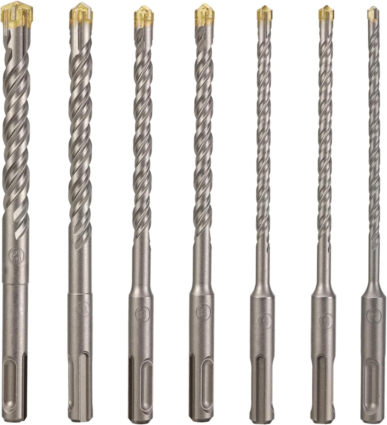 FullFun SDS Plus Carbide Drill Bit Set 7 pcs - Ø 5-12mm Hammer Drill ...
