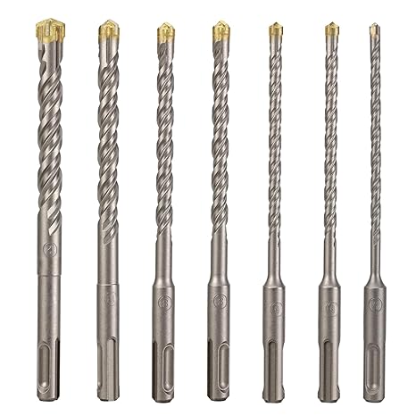 FullFun SDS Plus Carbide Drill Bit Set 7 pcs - Ø 5-12mm Hammer Drill ...