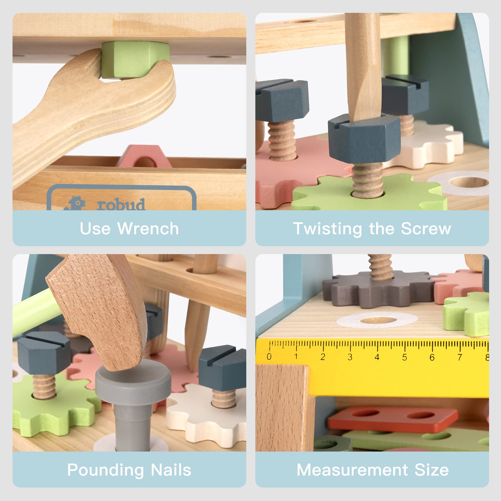 Snapklik.com : ROBUD Mini Wooden Play Tool Workbench Set For Kids Toddlers