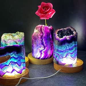 Amazon.com: CrystalHola 1pc Rainbow Fluorite Lamp Shade - Natural ...