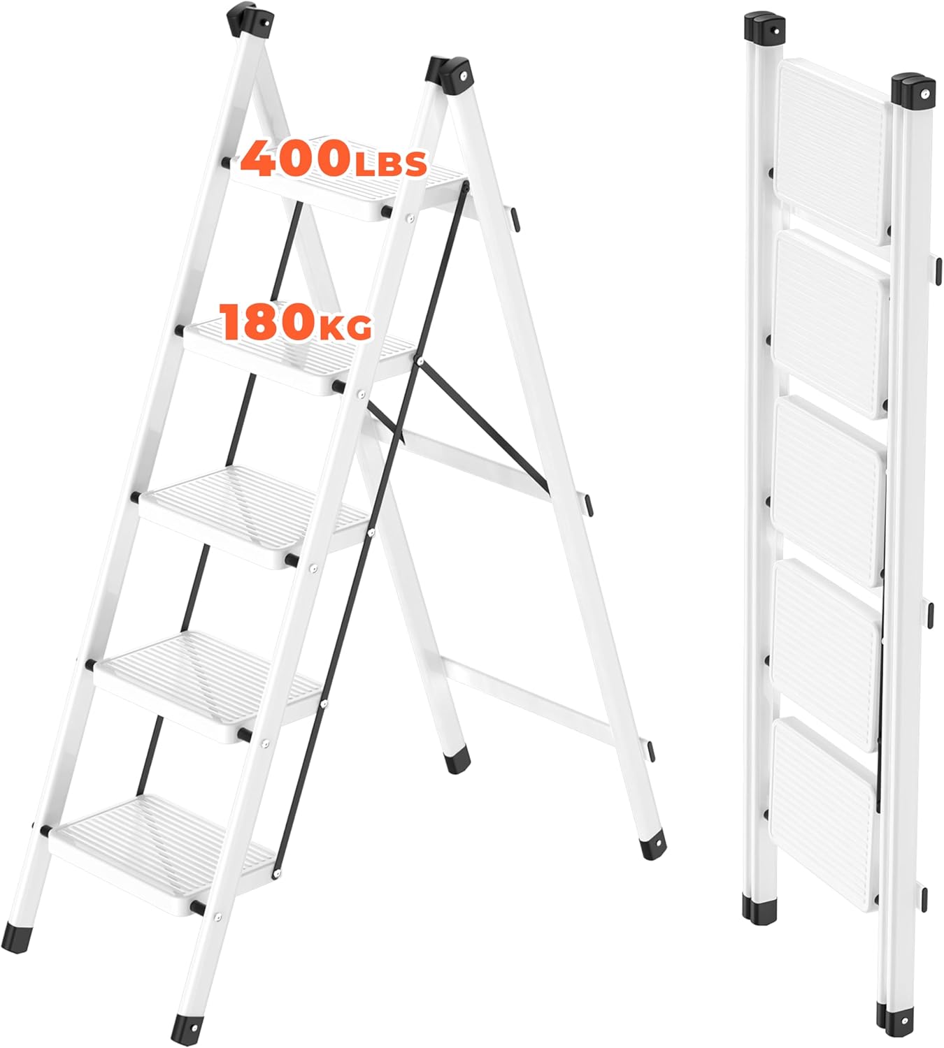 JOISCOPE 5 Step Ladder, Tall Step Ladder, Folding Step Stool for Adults ...