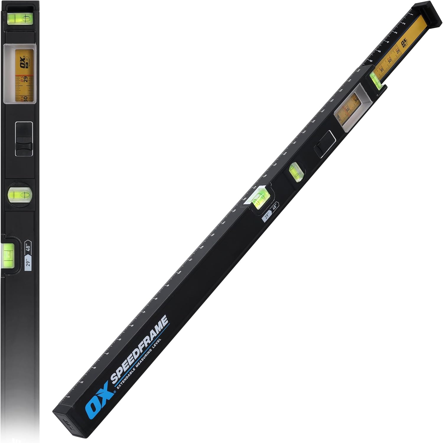 OX Pro 29"-48" Speedframe Measuring Extendable Level with Twin-Rail ...