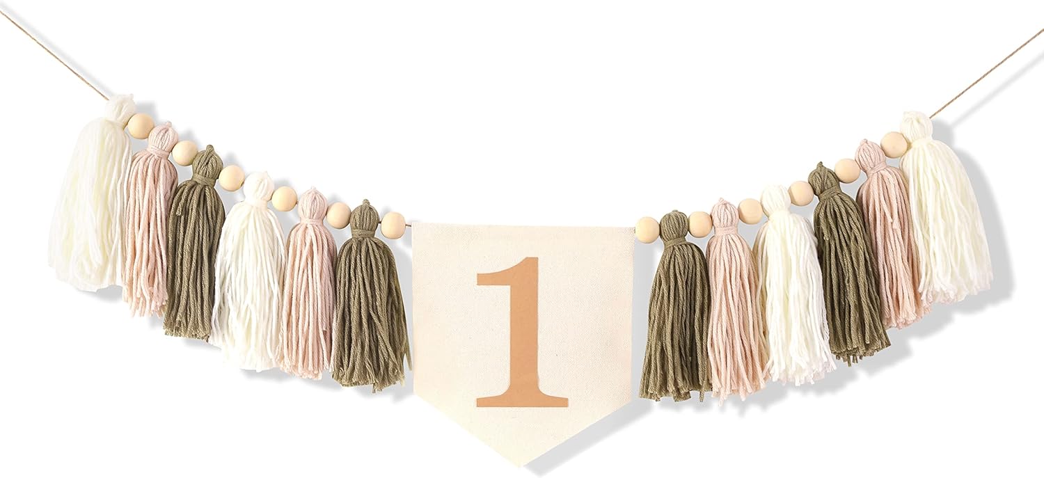 Amazon.com: Boho 1st high chair banner - Wood Bead Tassel Garland,Boho ...