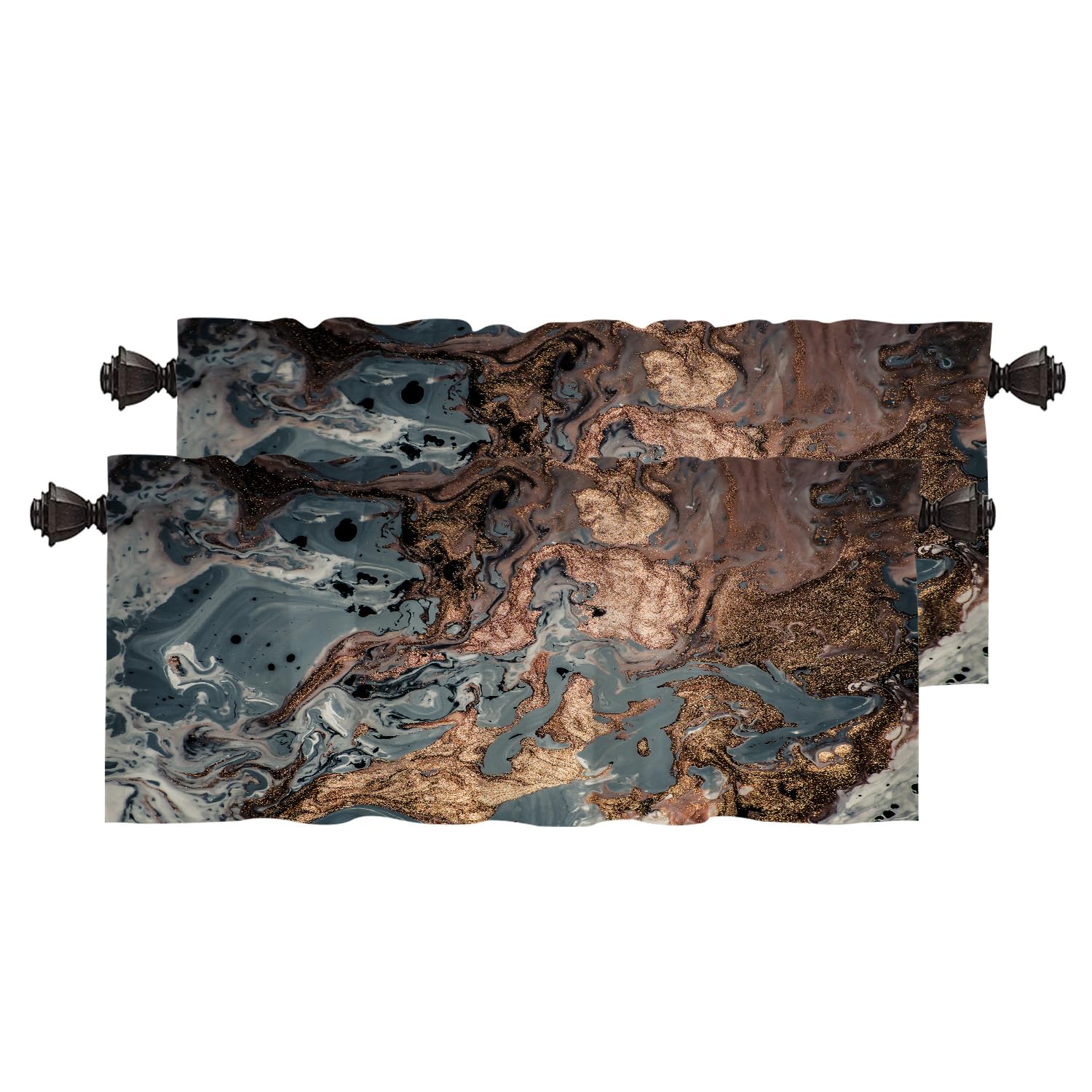 BaoNews Colorful Abstract Marble Kitchen Valances for Windows,Black ...