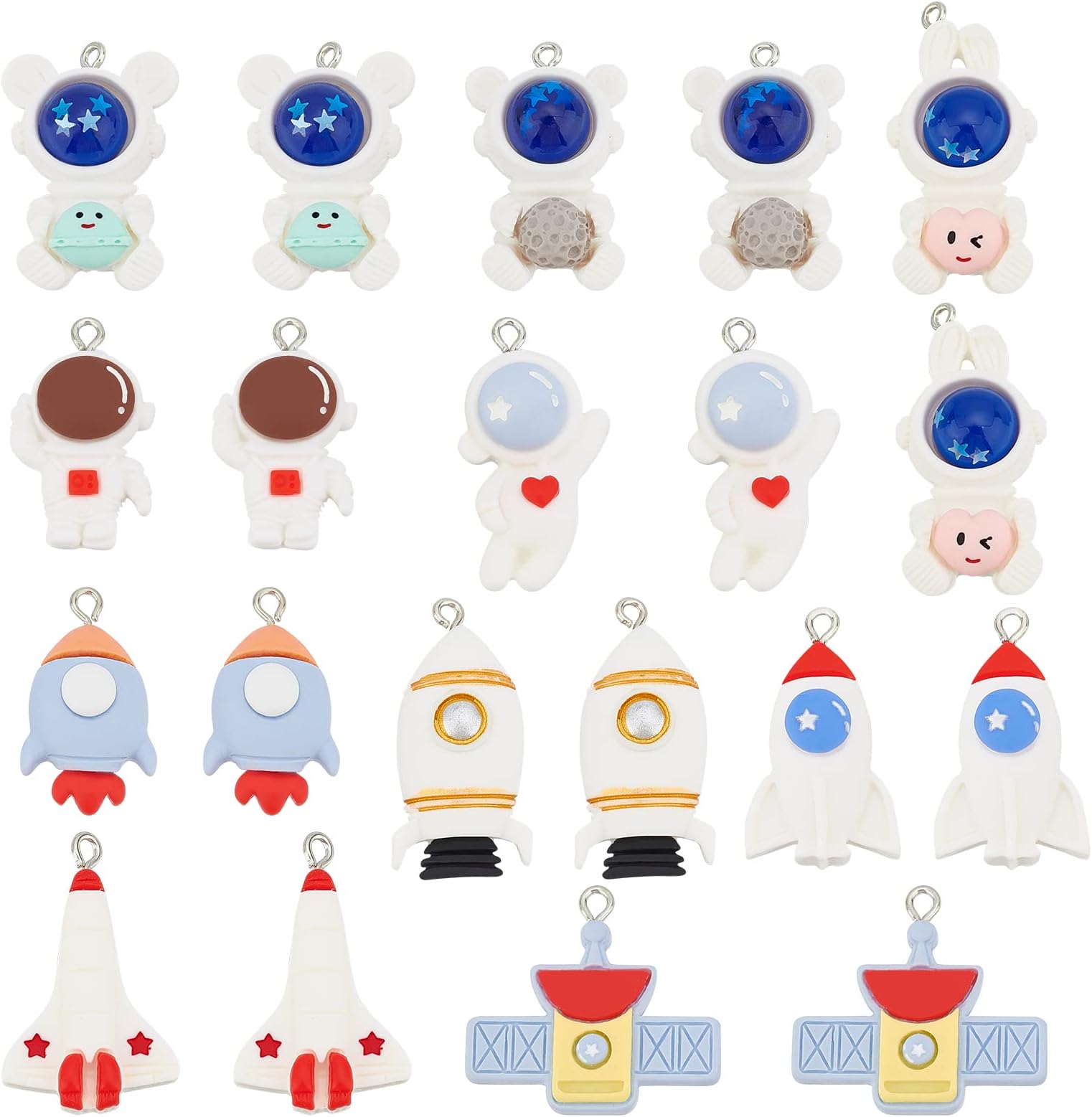 Amazon.com: PH PandaHall 20pcs Spacemen Charms, 10 Styles Rocket Resin ...