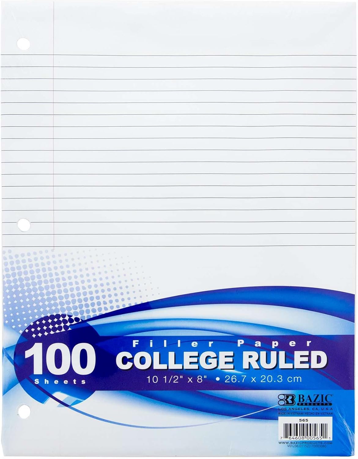 Amazon.com : BAZIC Filler Paper Loose Leaf Papers 100 Sheet, College ...