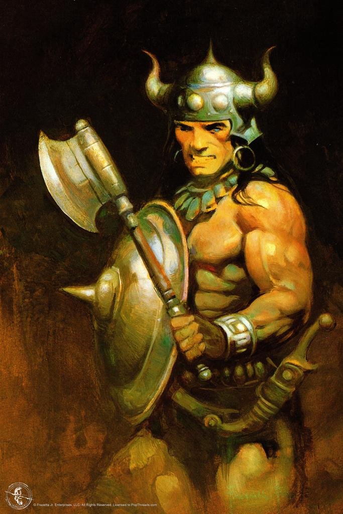 Buy The Barbarian Portrait by Frank Frazetta Wall Art Gothic Fantasy ...