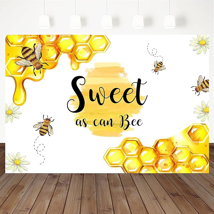 Buy Mocsicka Sweet as can Bee Backdrop Yellow Honeycomb Birthday ...