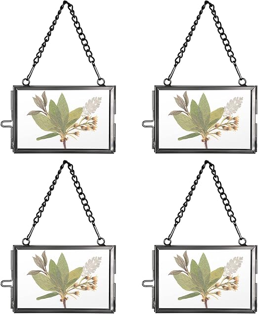 SUMTree Set of 4 Black Glass Mini Hanging Photo Picture Display Frame ...