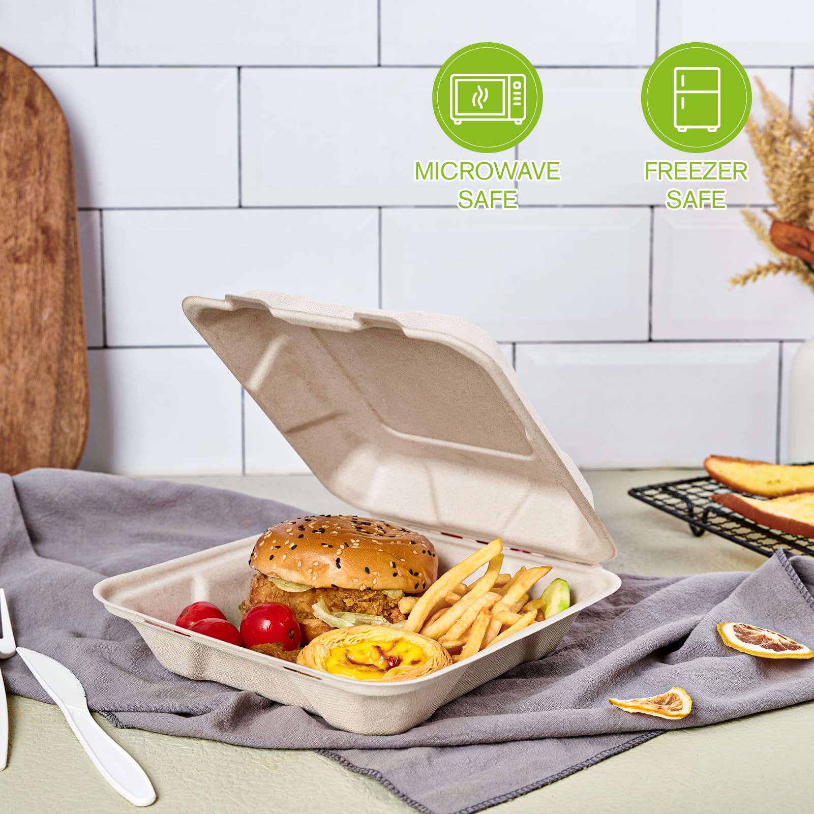 Snapklik.com : 50 Pack Clamshell Take Out Food Containers, 100% ...