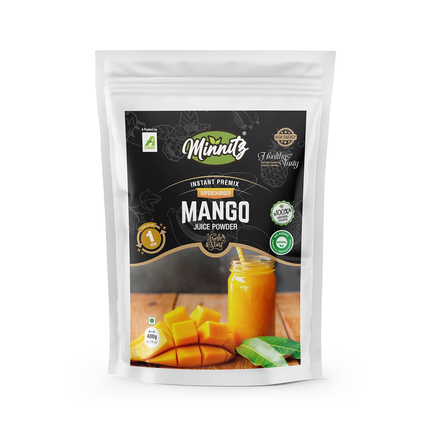 Minnitz Natural Instant Mango Juice Premix Powder - 400g : Amazon.in ...